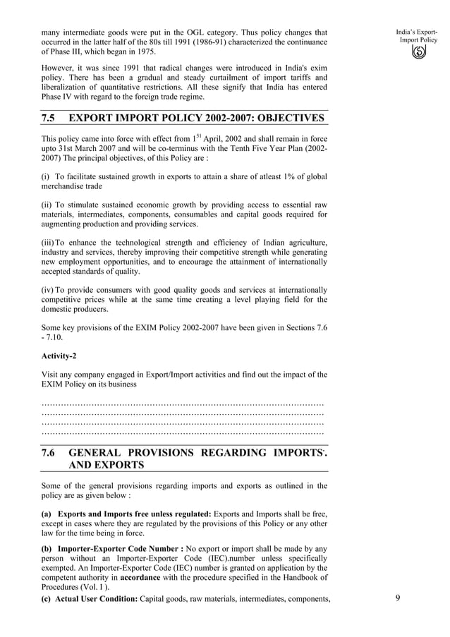 India's exim policy | PDF