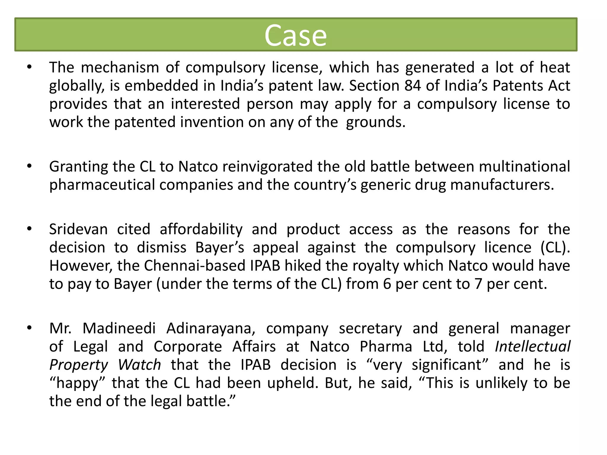 India’s first compulsory license upheld, but legal | PPT