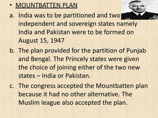 India’s independence and partition | PPTX