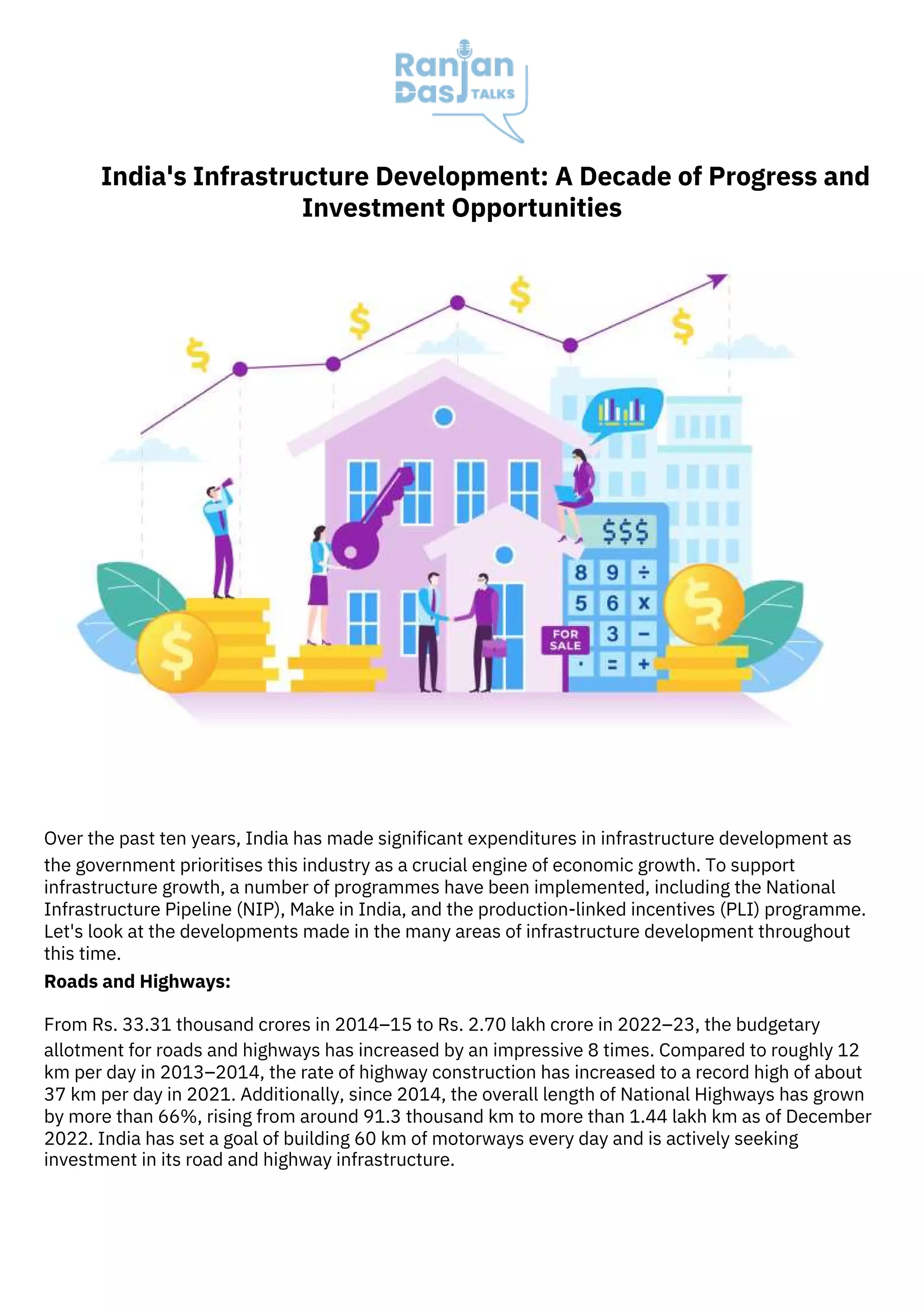 India's Infrastructure Development A Decade of Progress and Investment Opportunities | PDF ...