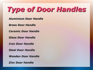 India's Leading Door Handles Manufacturing Companies | PPT