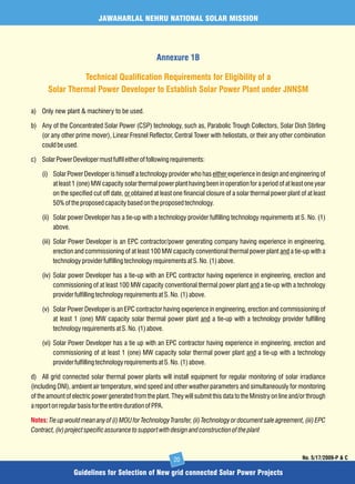 India's National Solar Mission - Phase 1 Guidelines | PDF | Free Download