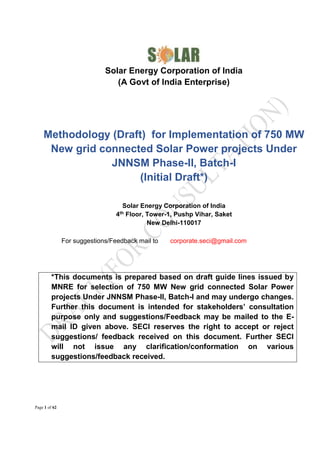 India's National Solar Mission Phase 2 Batch 1 Guidelines - Draft | PDF