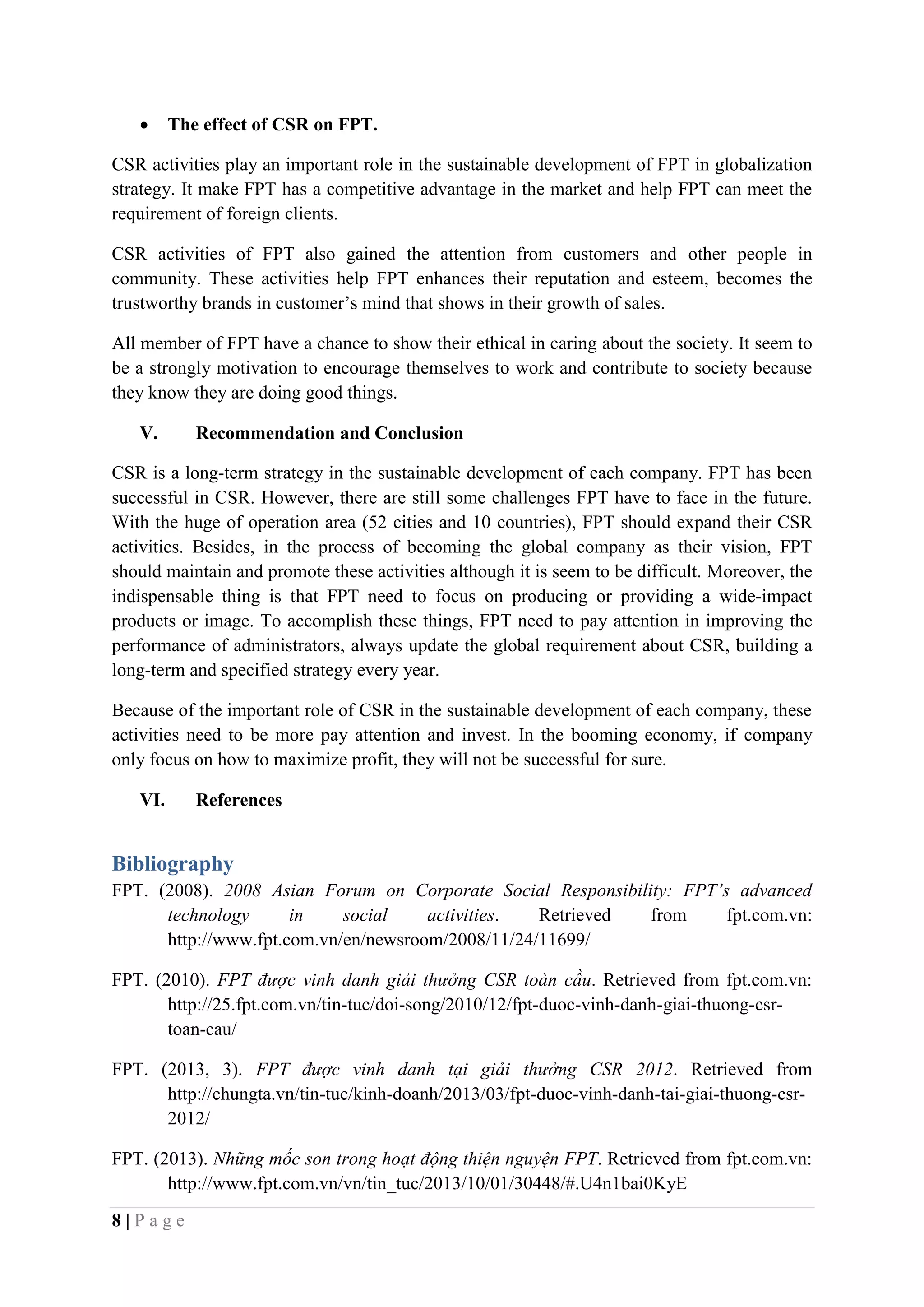 CSR activities of FPT Corporation | PDF