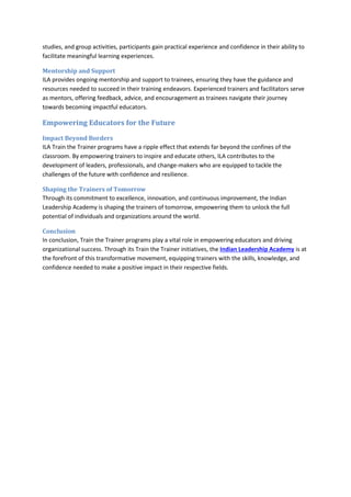 India's Top Train the Trainer Courses Design by Indian Leadership ...