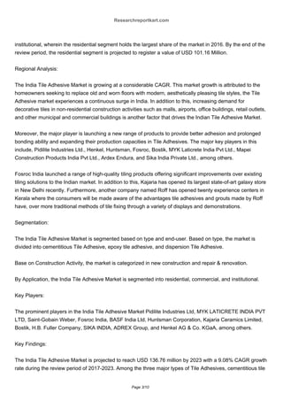 India tile adhesive market trends & forecast, 2016-2023 | PDF ...