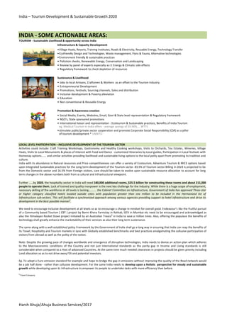 India – tourism development & sustainable growth 2020 | PDF