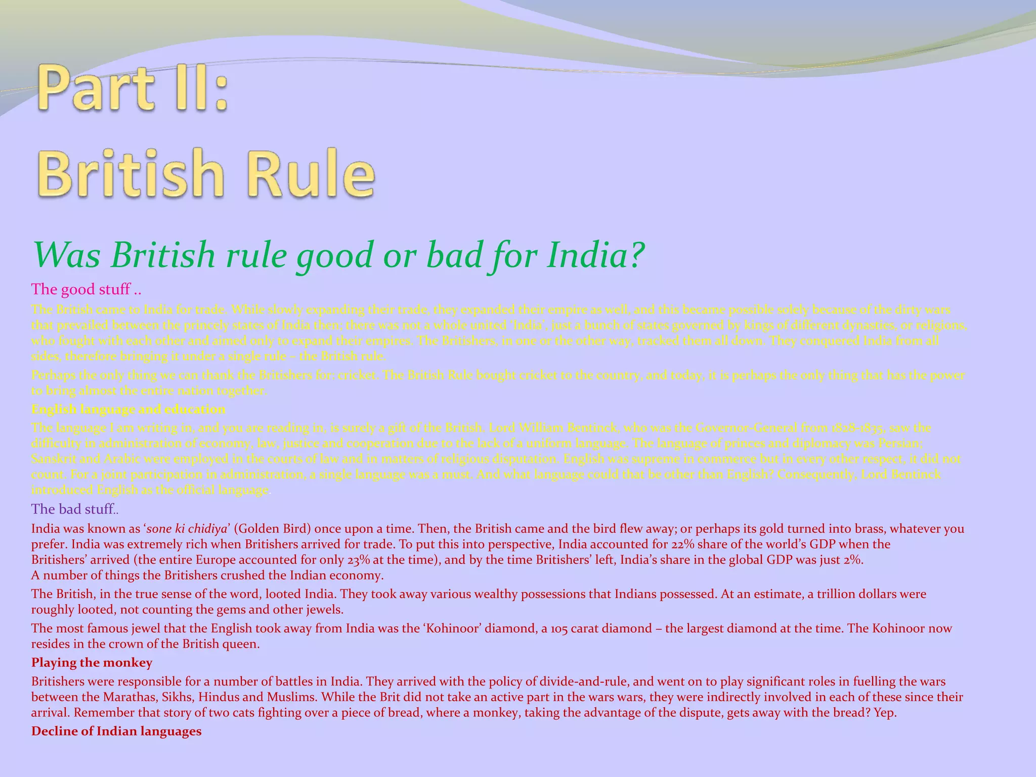 India under british rule | PPT