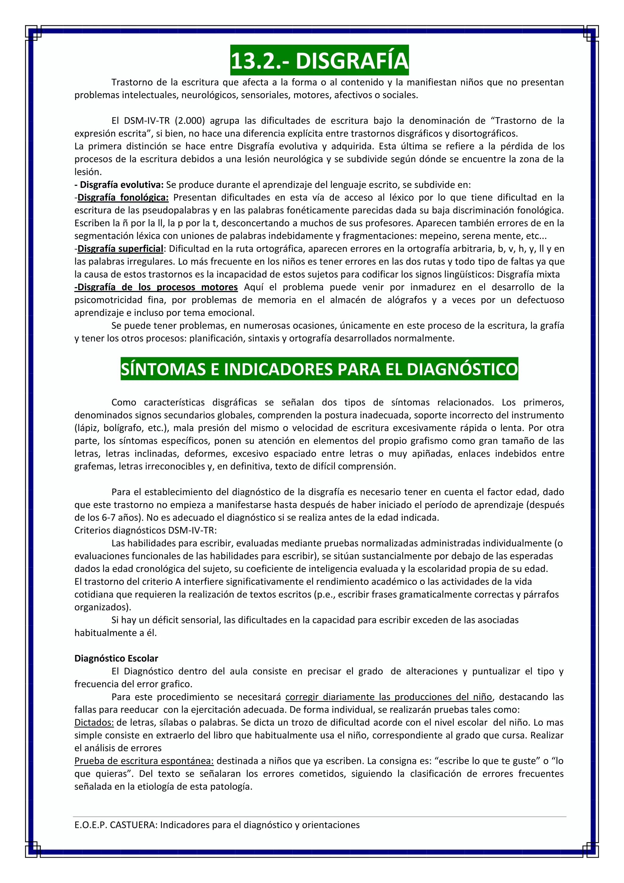 La Disgrafía | PDF