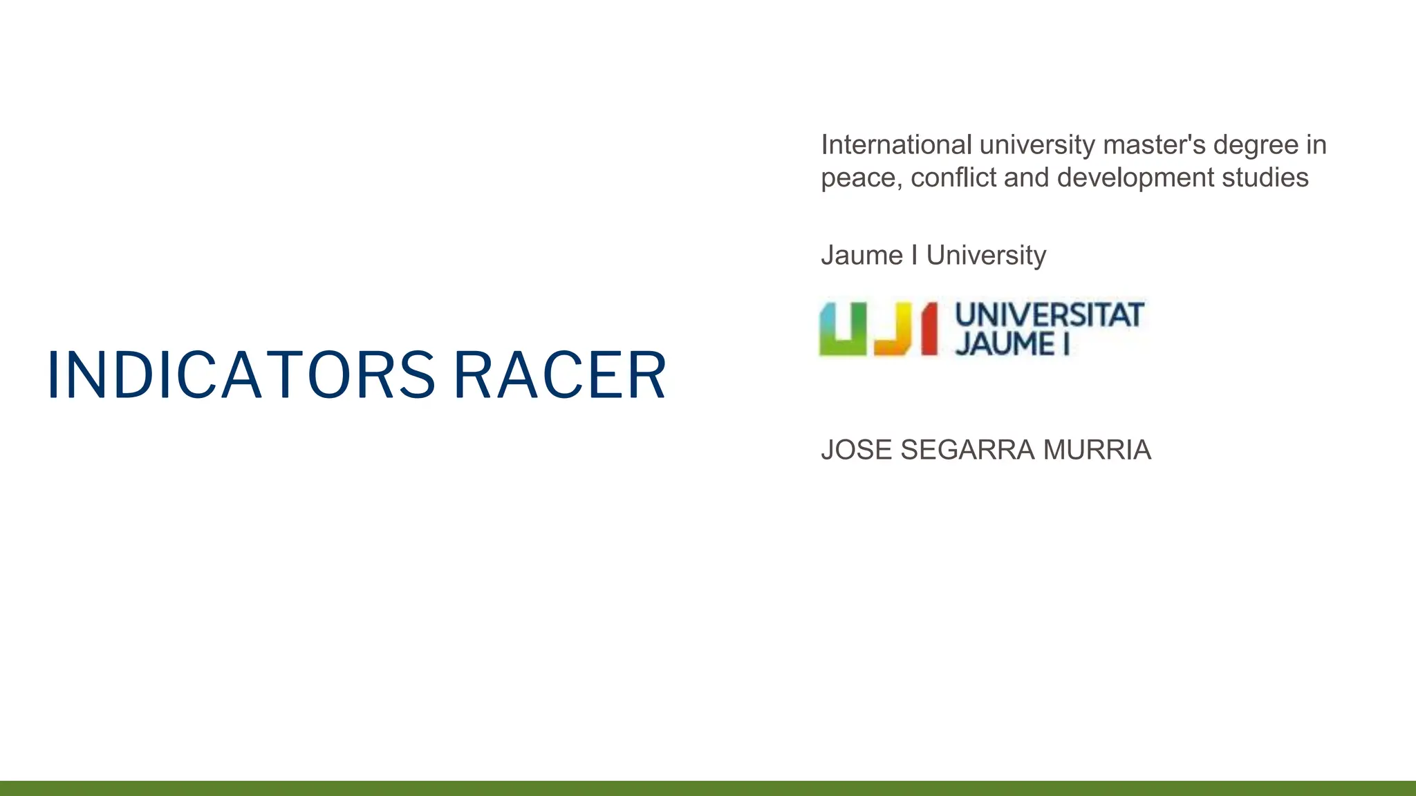 Indicadores RACER para monitoreo proyecto | PPTX | Education