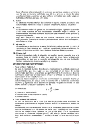 Indicadores demográficos | PDF