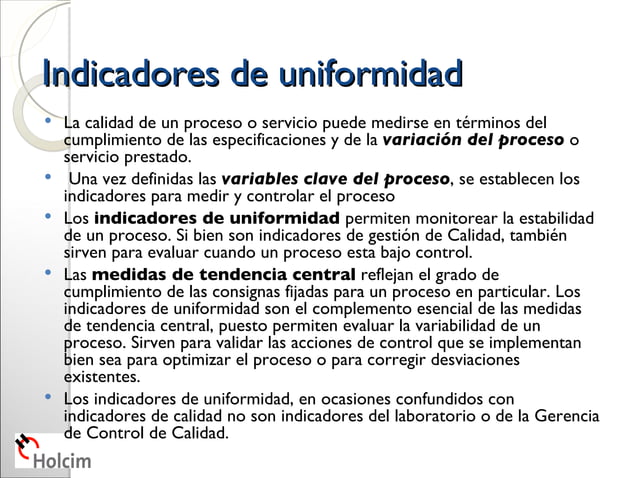 Indicadores De Uniformidad | PPT