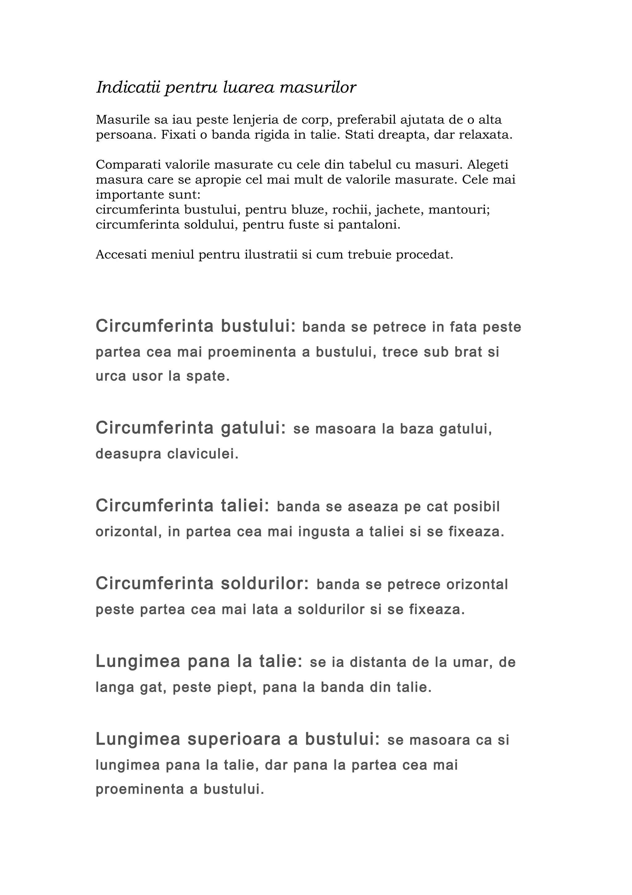 Indicatii pentru luarea masurilor | PDF