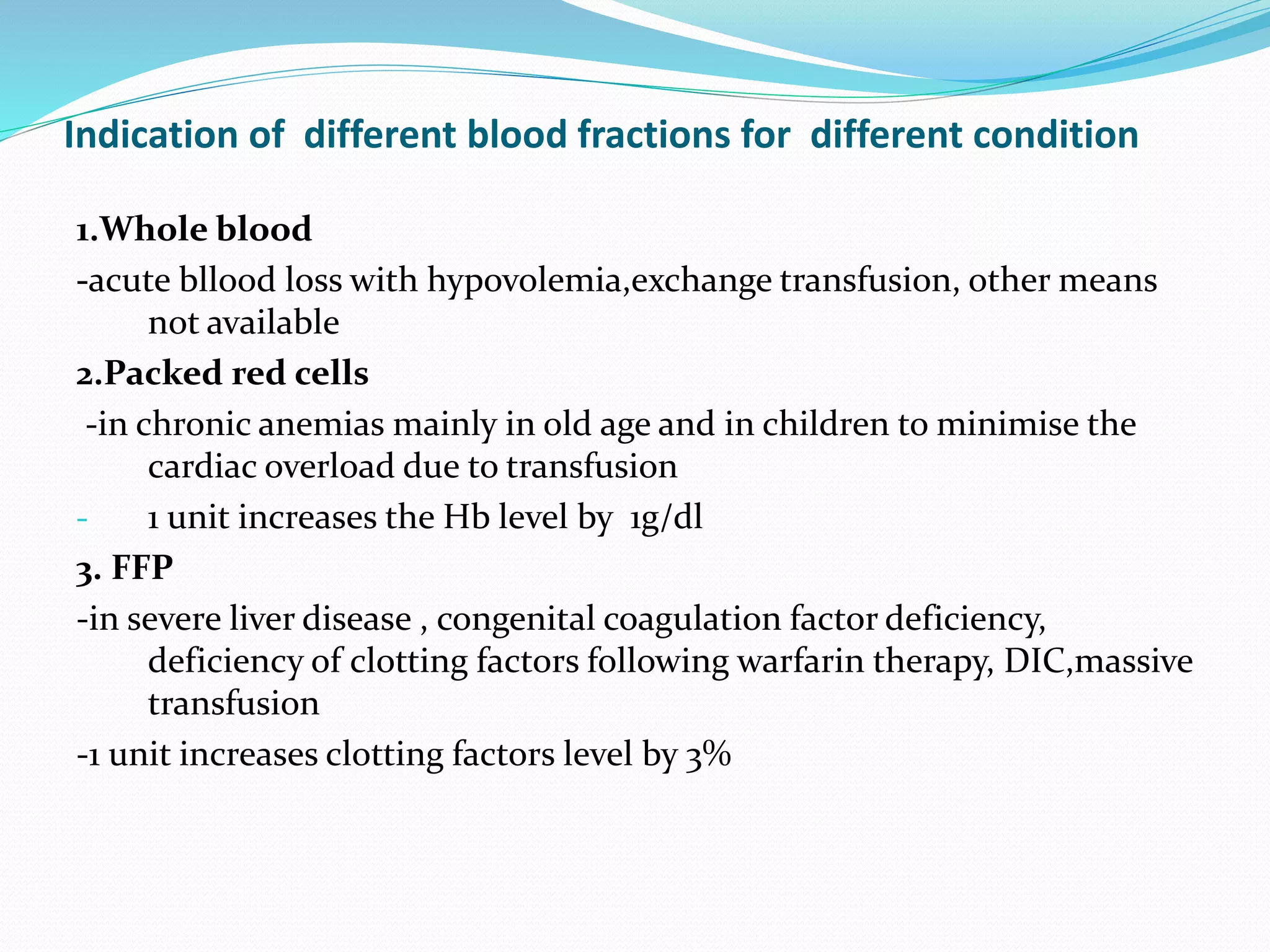 Indication of blood transfusion | PPTX