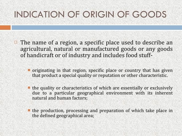 Indication of origin of goods | PPT