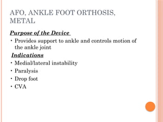indications ankle foot orthosis dpt. pptx | PPTX