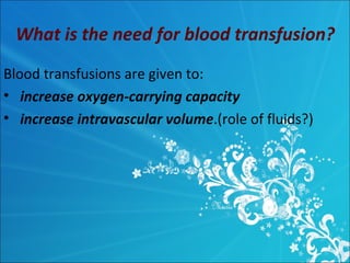 Indications and complications of blood transfusion | PPT