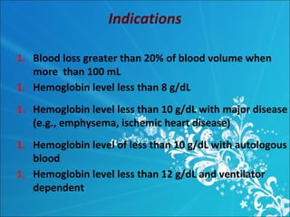 Indications and complications of blood transfusion | PPT