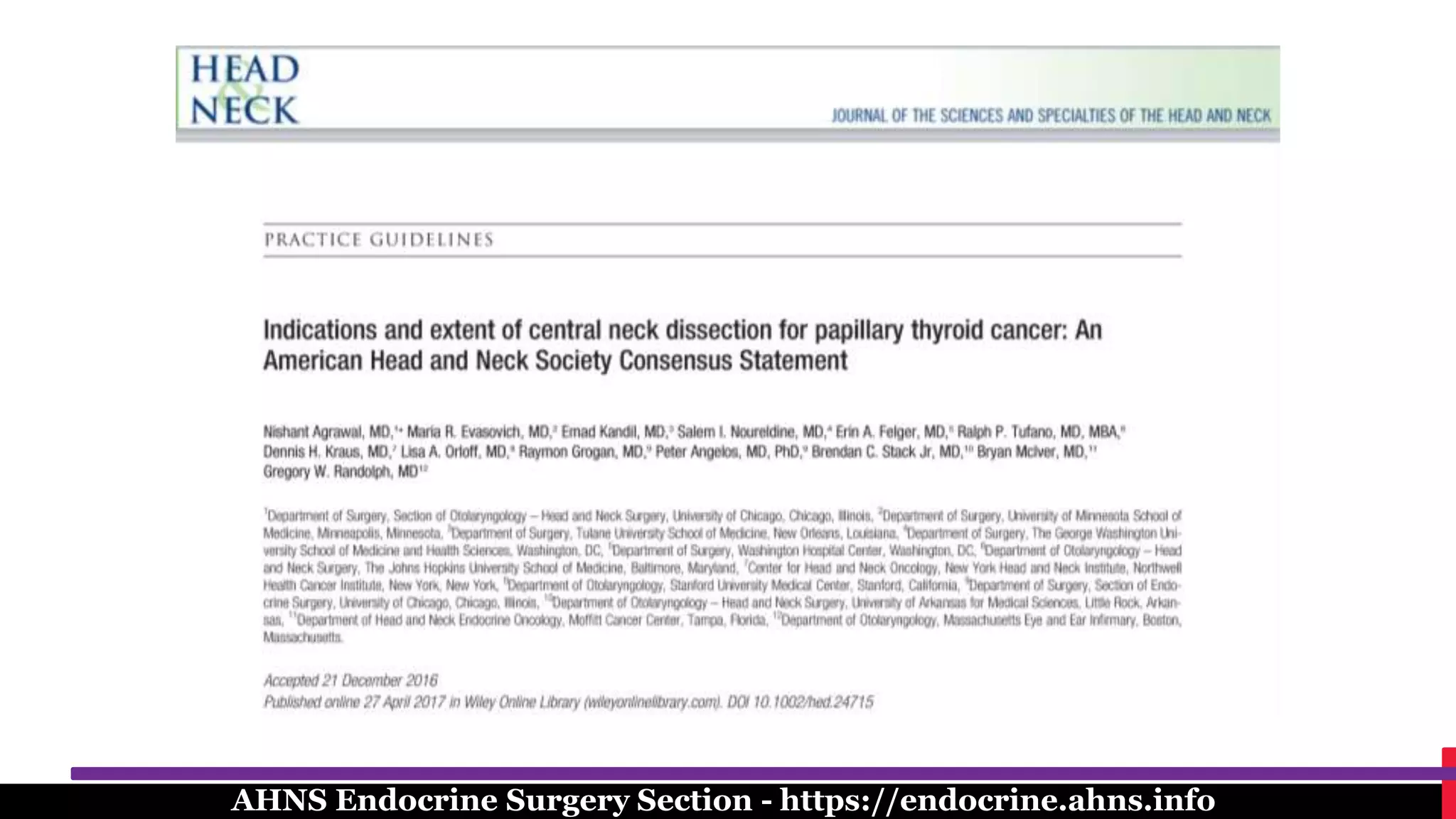 Indications and extent of central neck dissection for papillary thyroid ...