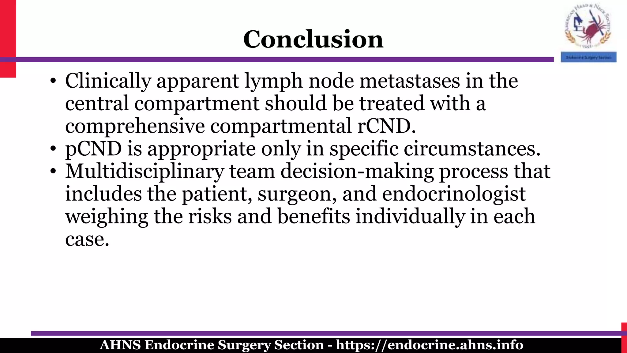 Indications and extent of central neck dissection for papillary thyroid ...