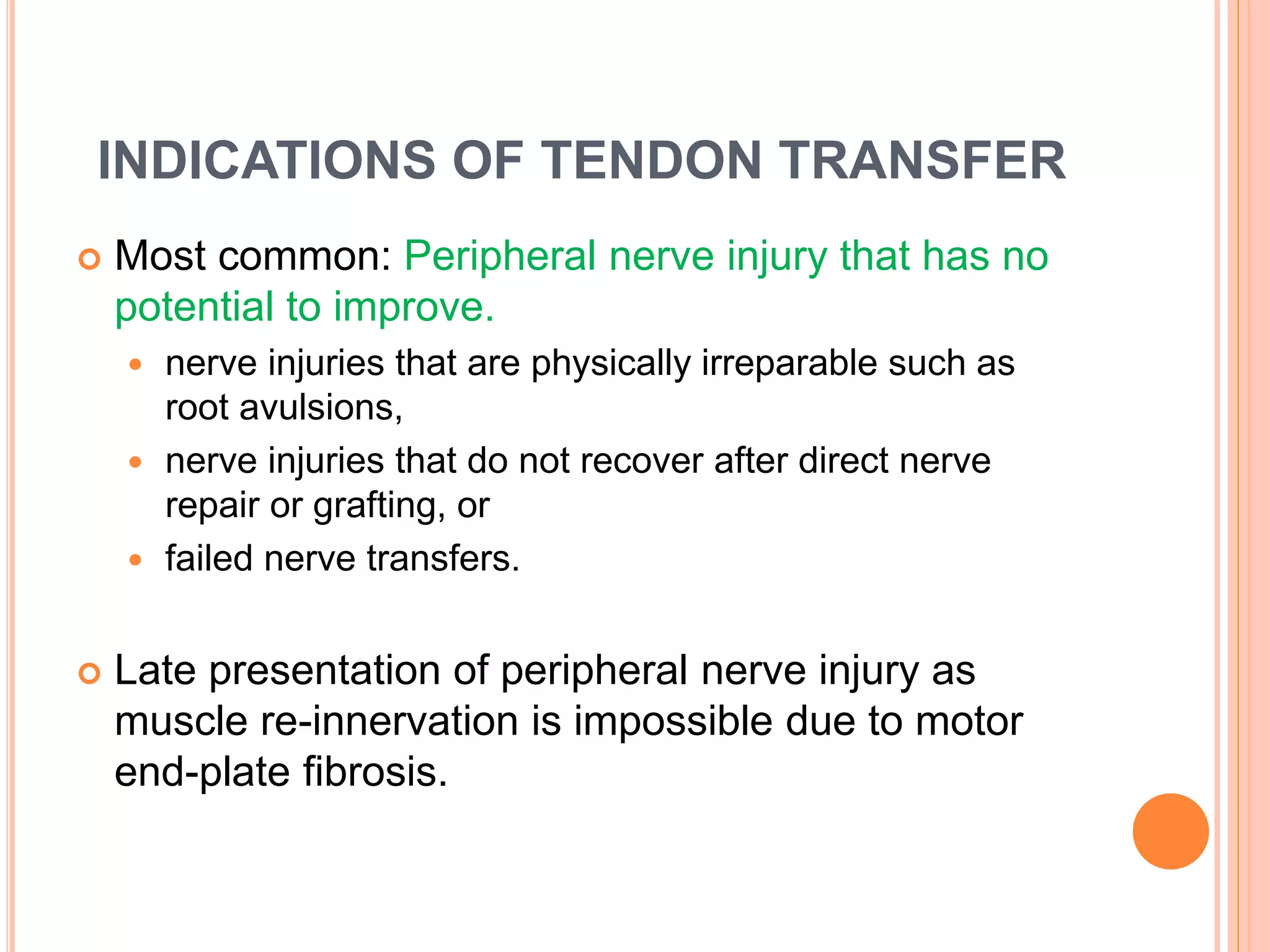 Indications and principles of tendon transfer | PPTX