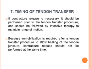 Indications and principles of tendon transfer | PPTX