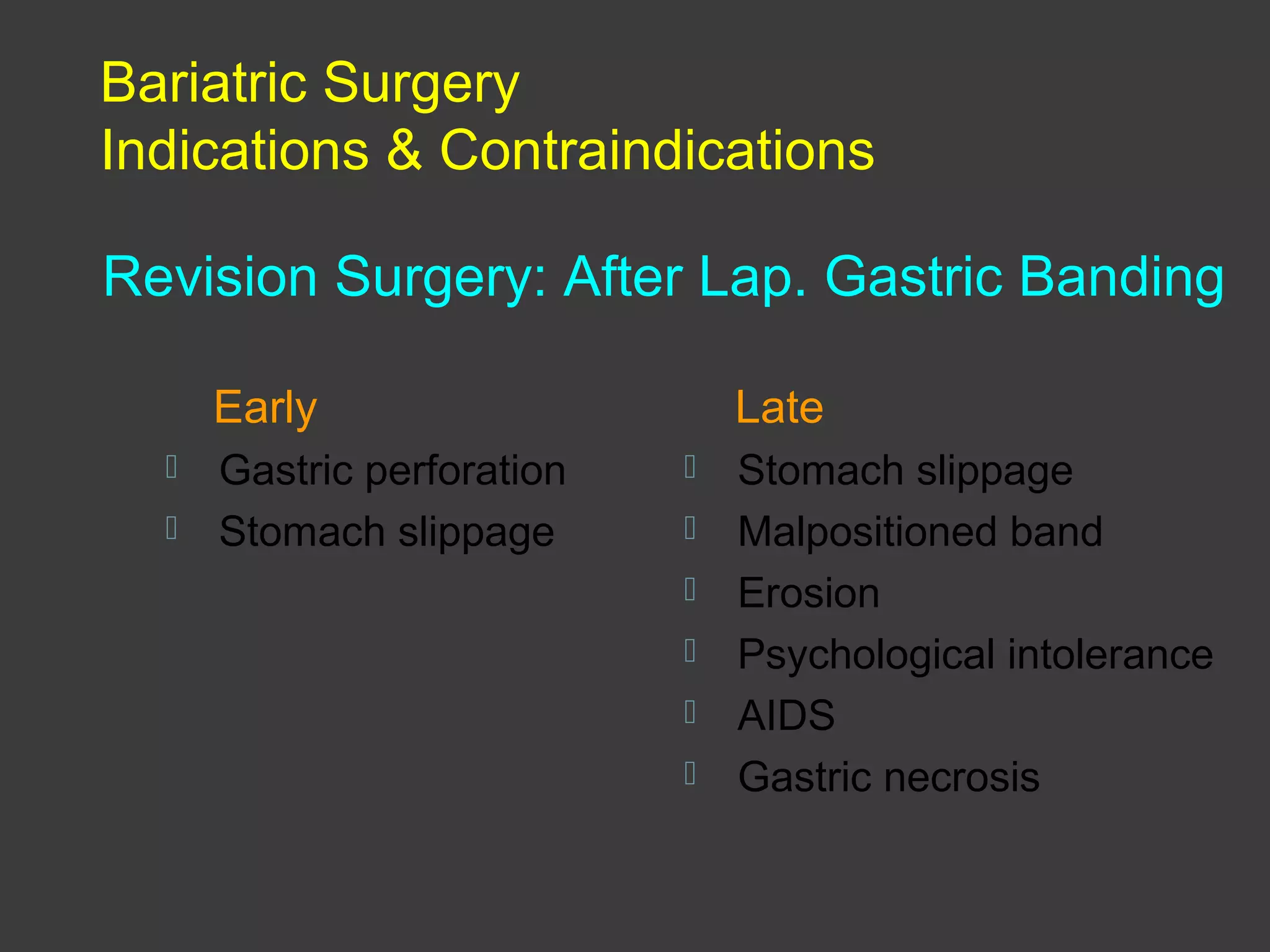 Indications & c.i in bariatric surgery | PPT