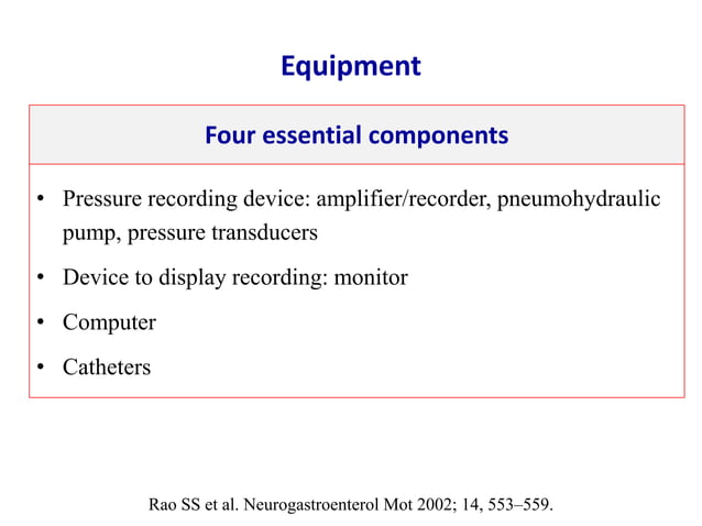 Indications, examination protocol & results of conventional anorectal ...