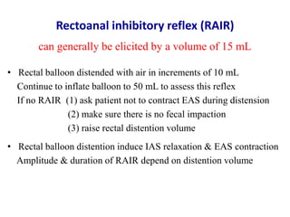 Indications, examination protocol & results of conventional anorectal ...