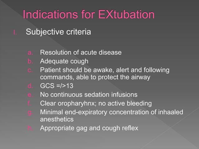 indications for intubation and extubation. MV.pptx | Lung and Respiratory Health | Diseases and ...