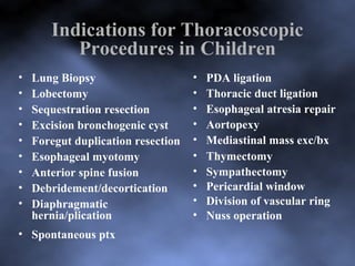 Indications for thoracocoscopy in children brazil 2014 | PPT