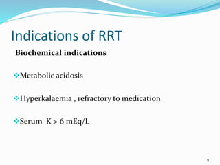 Indications of renal replacement therapy | PPTX