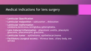 Indications & techniques of lens surgery | PPTX | Eye and Vision ...