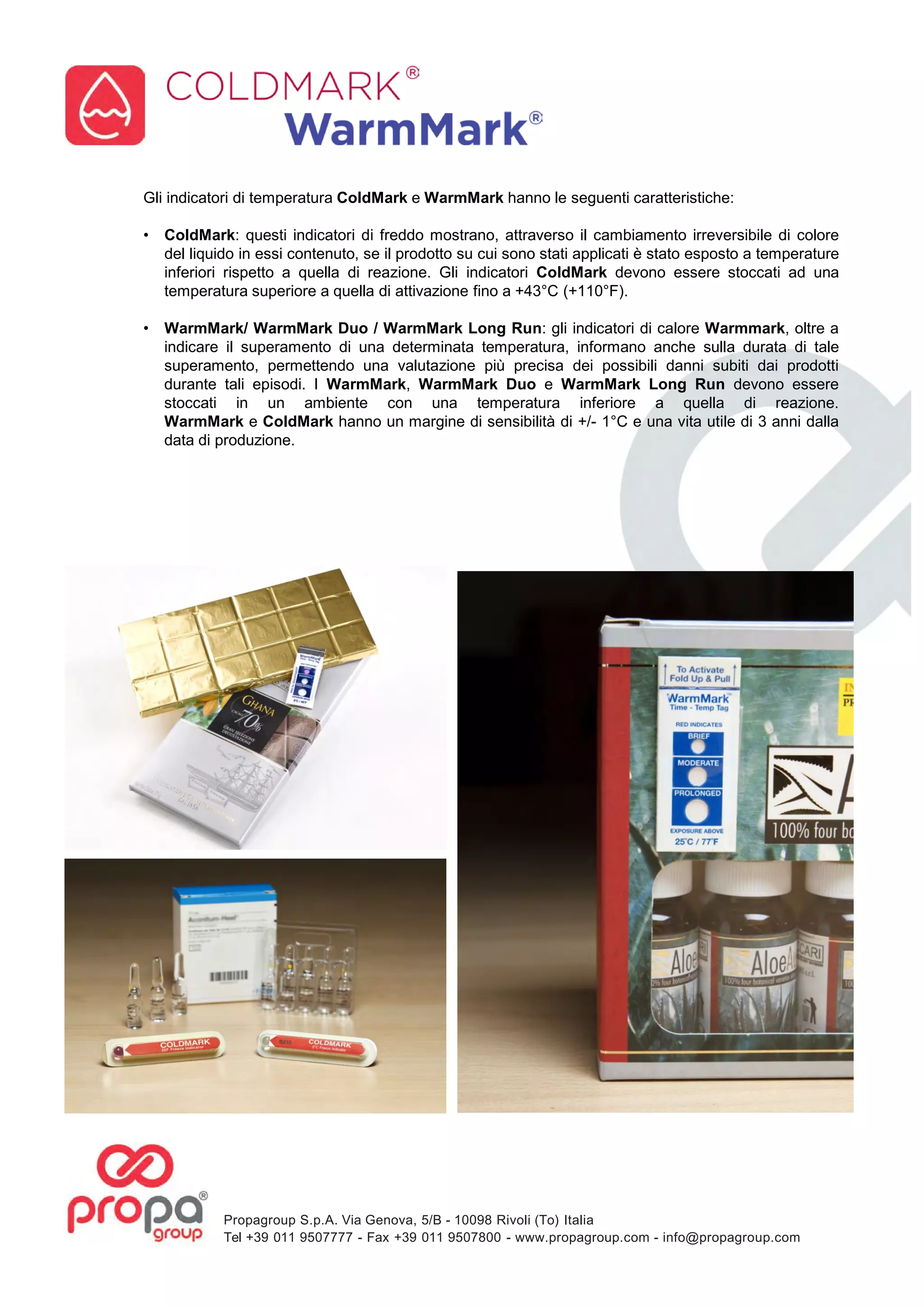Indicatori di temperatura WarmMark e ColdMark | PDF