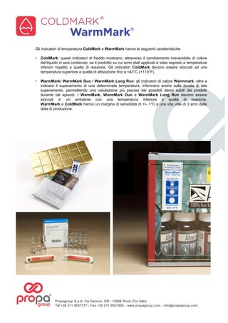 Indicatori di temperatura WarmMark e ColdMark | PDF