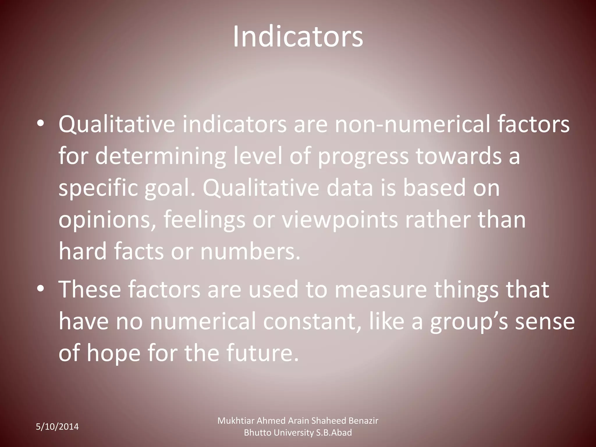 indicators in qualitative research method | PPTX