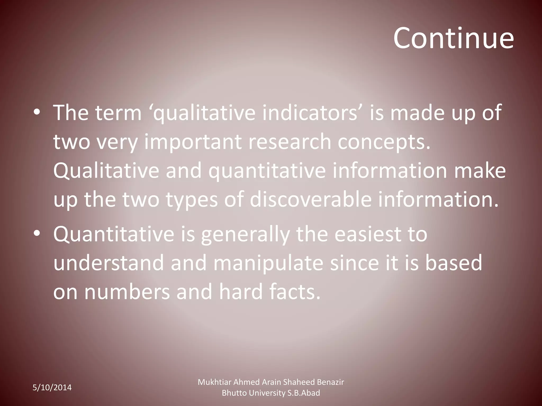 indicators in qualitative research method | PPTX