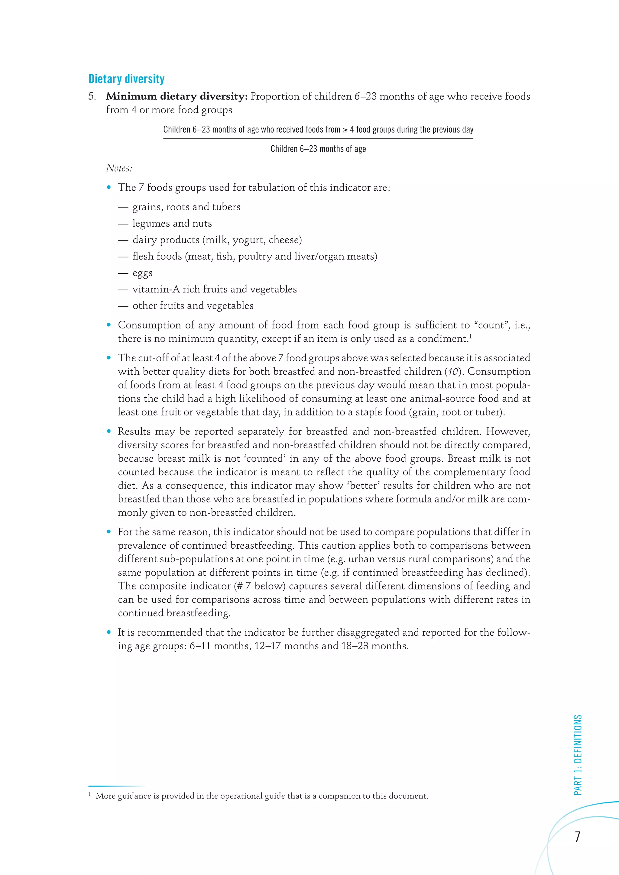 Indicators for assessing infant and young child feeding practices Part ...