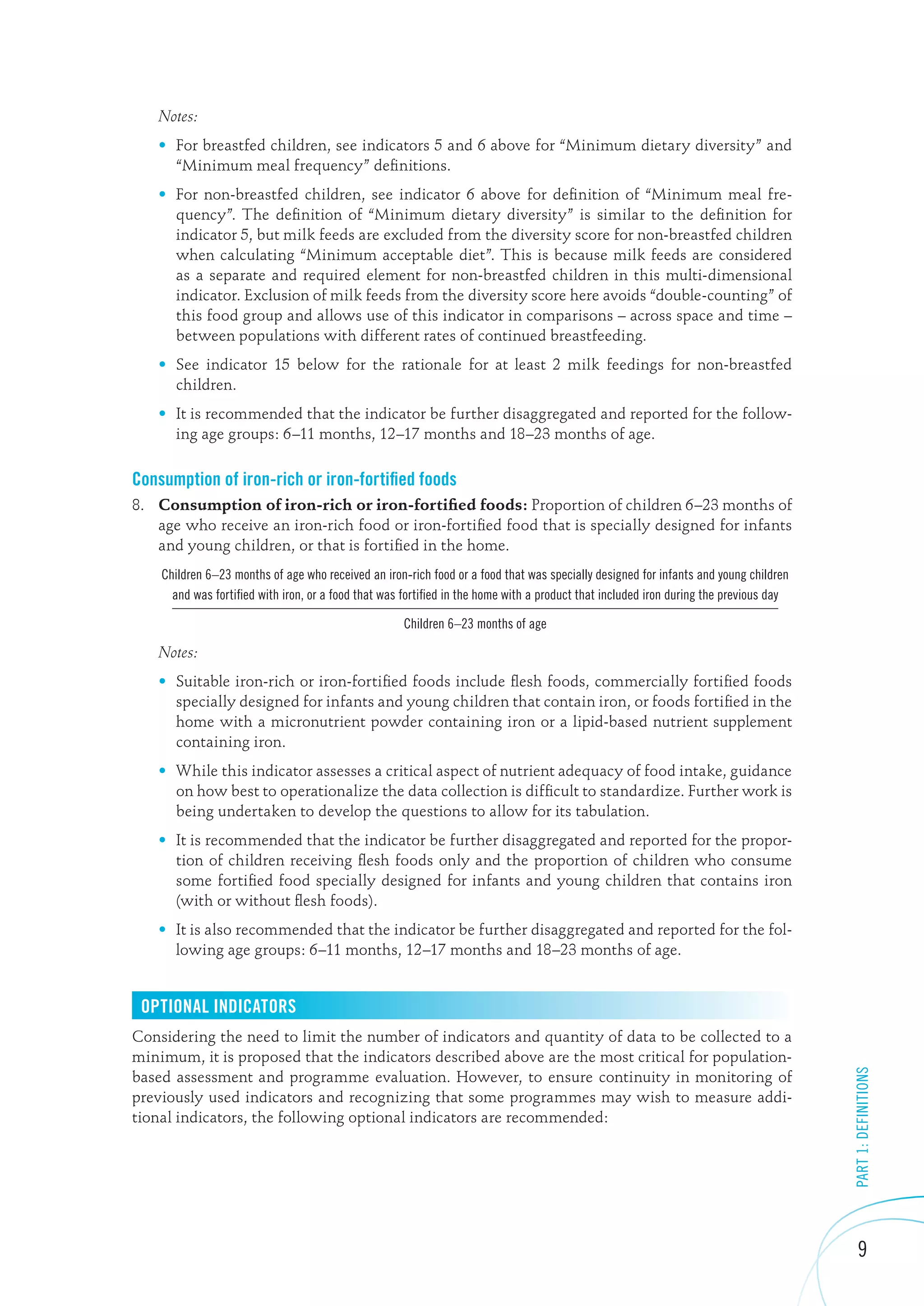Indicators for assessing infant and young child feeding practices Part ...