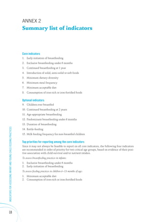 Indicators for assessing infant and young child feeding practices Part ...