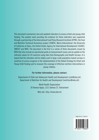 Indicators for assessing infant and young child feeding practices Part ...
