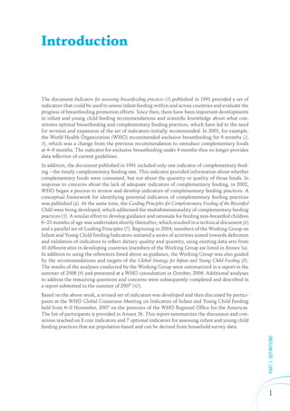 Indicators for assessing infant and young child feeding practices Part ...