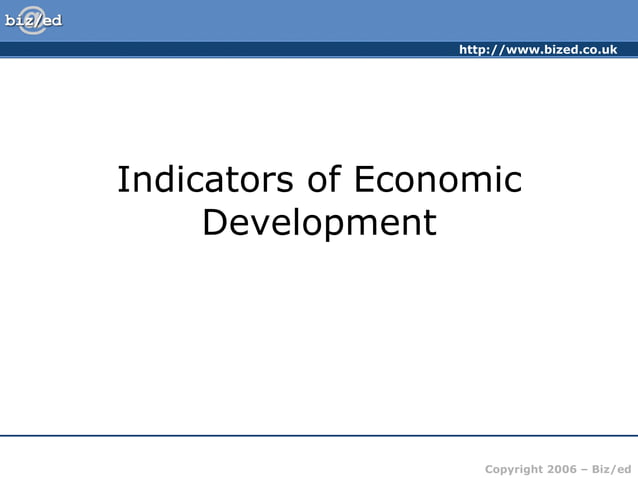 Indicators Of Economic Development | PPT