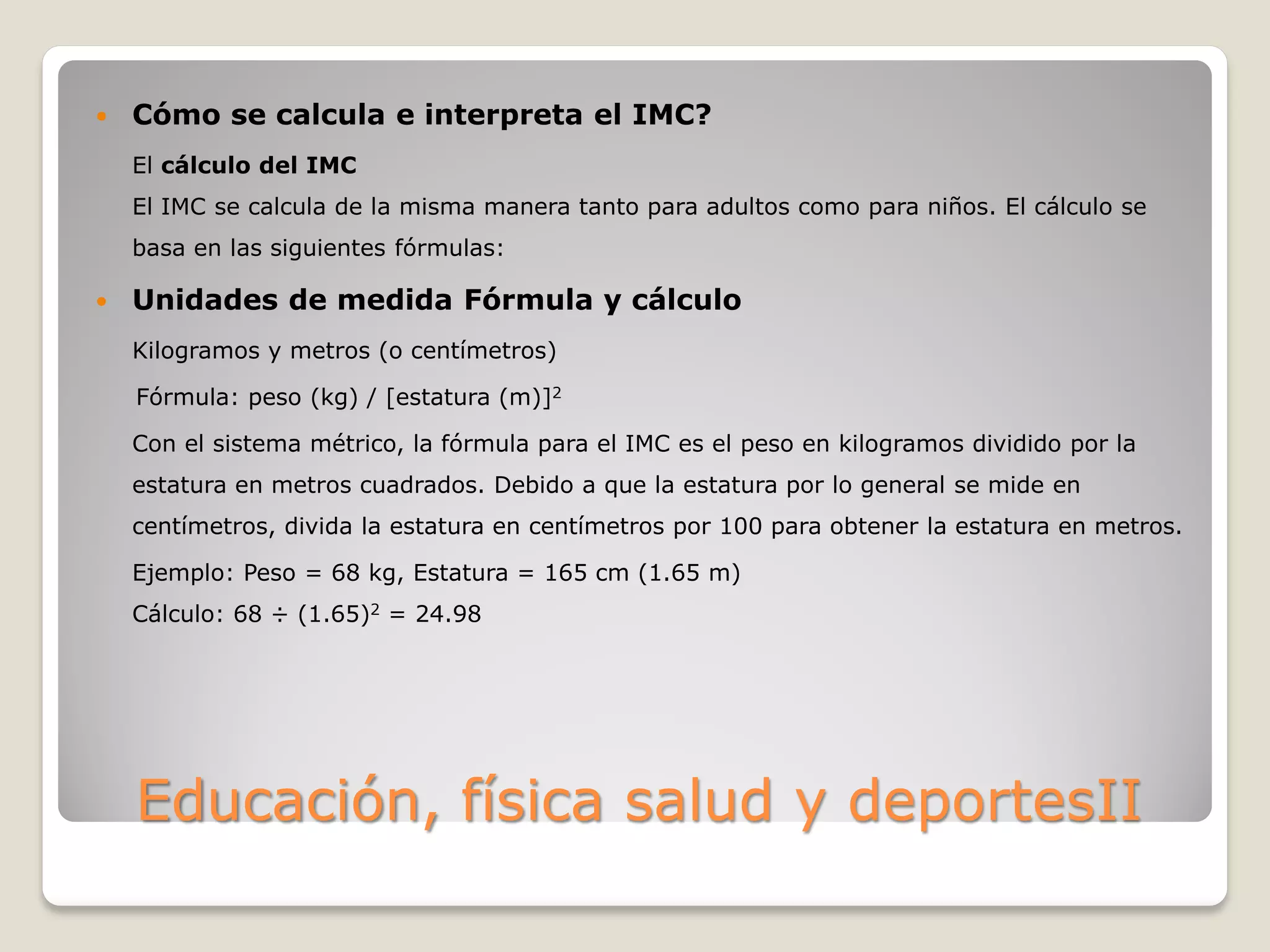 Indice de masa corporal | PPT