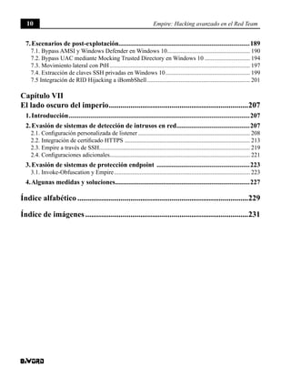 Índice de libro: "Empire: Hacking Avanzado en el Red Team" | PDF