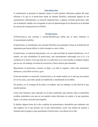 Indice ensayo sobre positivismo 2 | DOCX