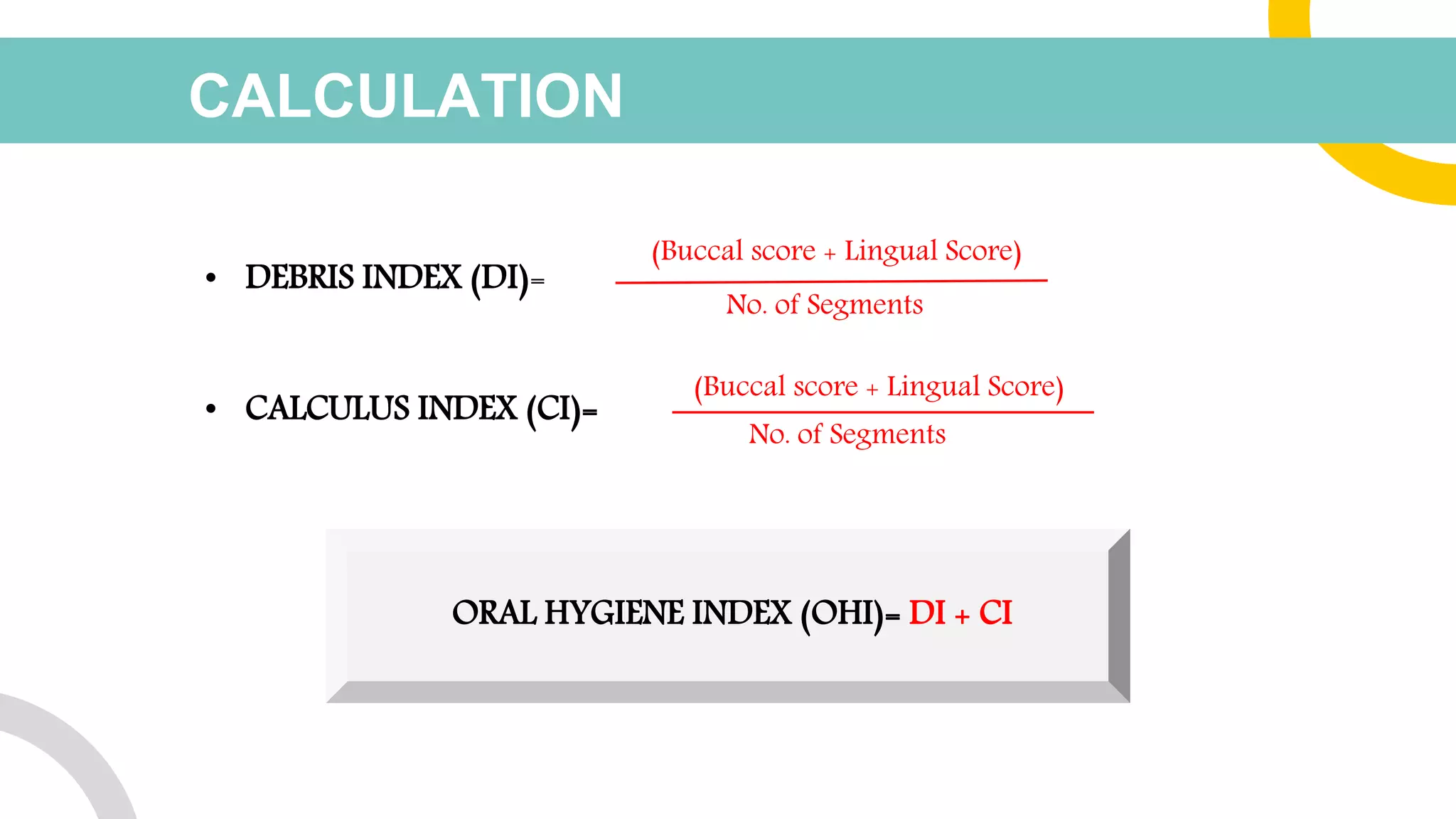 Oral Hygiene Index (OHI) and Oral Hygiene Index-Simplified (OHI-S) | PPTX