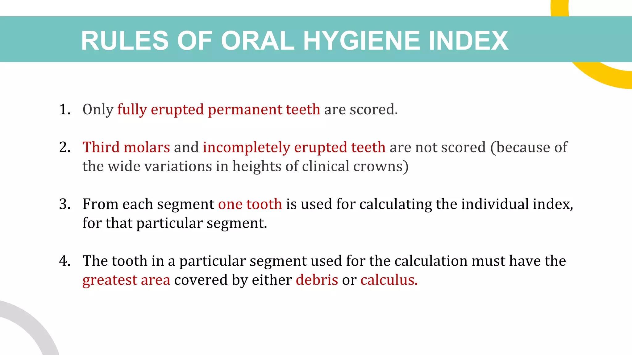 Oral Hygiene Index (OHI) and Oral Hygiene Index-Simplified (OHI-S) | PPTX
