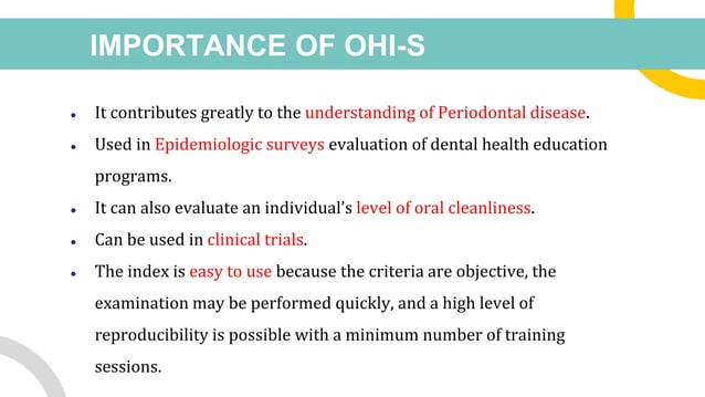 Oral Hygiene Index (OHI) and Oral Hygiene Index-Simplified (OHI-S) | PPTX | Dental Health ...
