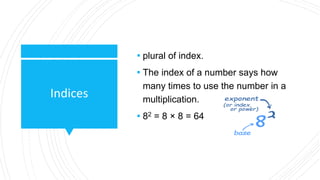 Math Powerpoint - Indices for Grade Nine | PPT